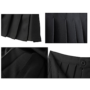 Beautifulfashionlife Girl`s High Waist Solid Pleated Mini Slim Single Tennis dress Skirts (XS, Black)