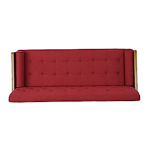 GDFStudio Christopher Knight Home Aidan Mid Century Modern Tufted Fabric Sofa, Red