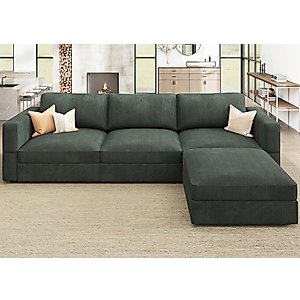 HONBAY Modular Sectional Couch with Storage Corduroy Sectional Sofa with Chaise L Shaped Sectional Couches for Living Room,Green