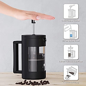 DUCHIFAD French Press Coffee Maker 12 oz, Camping French Coffee Press Glass, Heat Resistant Thickened Glass Coffee Press, 100% BPA Free Prensa Francesa, Rust-Free and Dishwasher Safe (12 oz)