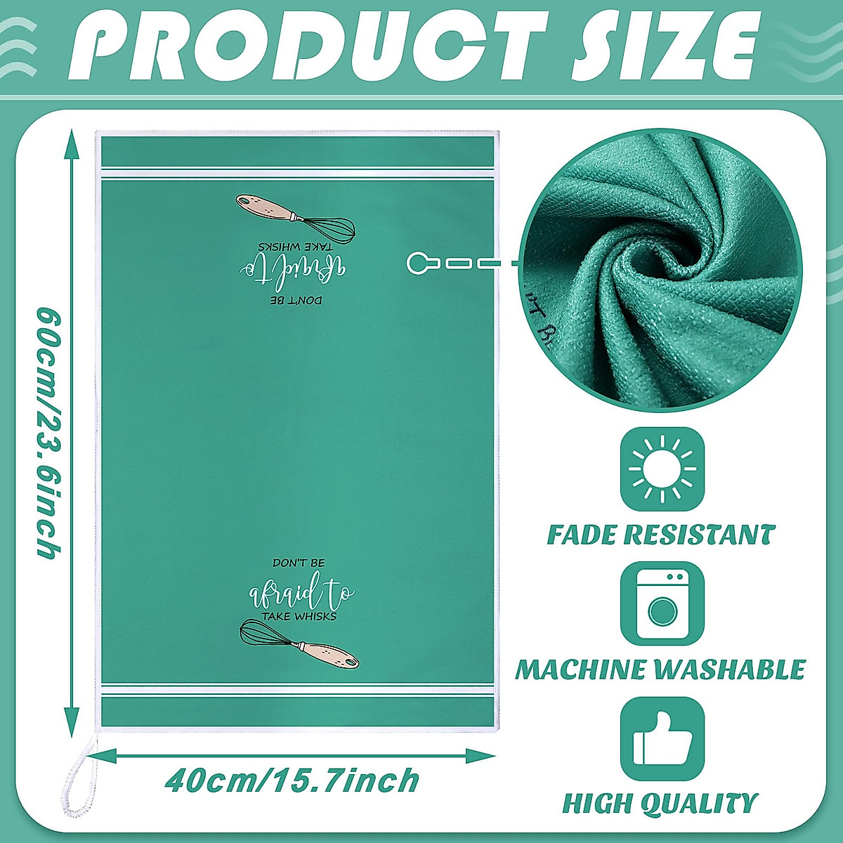 Bencailor 6 Pcs Kitchen Towels Absorbent Dish Towels Decorative Tea Towels Fast Drying Dish Cloths Hanging Reusable Cleaning Dishcloths for Cooking Baking Housewarming (Teal,Baking)