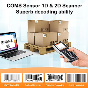 VOTTAN Inventory Scanner with 2.8'' HD Screen and Keybord, 1D 2D QR Code Wireless Barcode Scanner, Stock Datas Collector Scanner for Warehouse E-Business