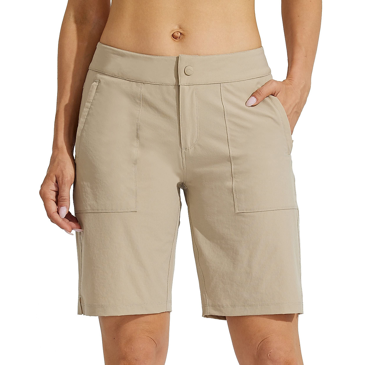 Willit Women's Golf Hiking Shorts 9" Quick Dry Athletic Long Summer Shorts Pockets Water Resistant Khaki 8
