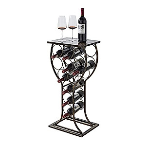 Kings Brand Furniture - Freestanding Wine Rack Stand Storage & Display Holder - Holds 11 Bottles, Brushed Gold Finish