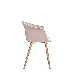 Amazon Brand - Rivet Alva Modern Curved-Back Plastic Dining Chair, Set of 2, 23.2"W, Nude Pink