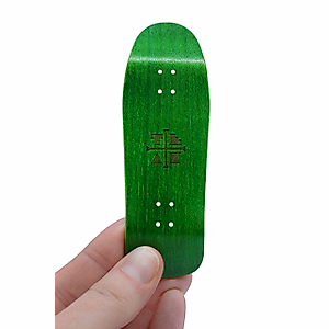 Teak Tuning Wooden Fingerboard Carlsbad Cruiser Deck, Ghillie Green - 34mm x 100mm - Handmade, Pro Shape & Size - Five Plies Wood Veneer - Includes Prolific Foam Tape