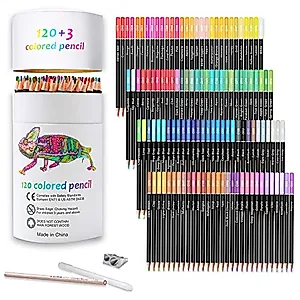KALOUR Premium Colored Pencils,Set of 120 Colors,Artists Soft Core with Vibrant Color,Ideal for Drawing Sketching Shading,Coloring Pencils for Adults Beginners kids