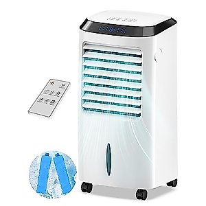 PARIS RHÔNE Evaporative Air Cooler, 4-in-1 Evaporative Cooler, Portable Swamp Cooler with Negative Ion, LED Display, 2.6Gal Water Tank, Remote Control, Casters for Home, Office