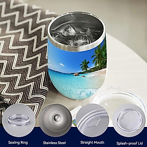 silichee 12 Oz Stainless Steel Coffee Travel Mug with Lid Beach Island Lazio at Praslin Seychelles Insulated Tumblers Vacuum Coffee Mugs for Hot and Cold Drinks,Wine,Coffee