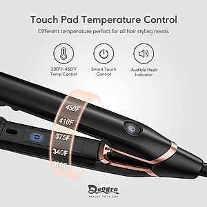 Deogra Titanium Hair Straightener and Curling Iron 2 in 1 for Women, Touch Control, with Travel Pouch, 1 Inch, Black