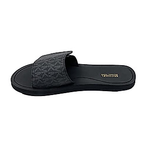 Michael Kors MK Signature Logo Print Wade Slide (Black, 11, us_footwear_size_system, adult, women, numeric, medium, numeric_11)