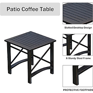 LOKATSE HOME 3 Piece Outdoor Patio Chairs Set with Table, Bistro Furniture Metal with Cushions, Blue