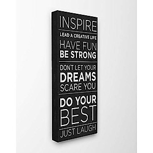 Stupell Industries Inspire Family Home Inspirational Word Black And White Design Stretched Canvas Wall Art by SD Graphics Studio, 10 x 1.5 x 24, Multi-Color