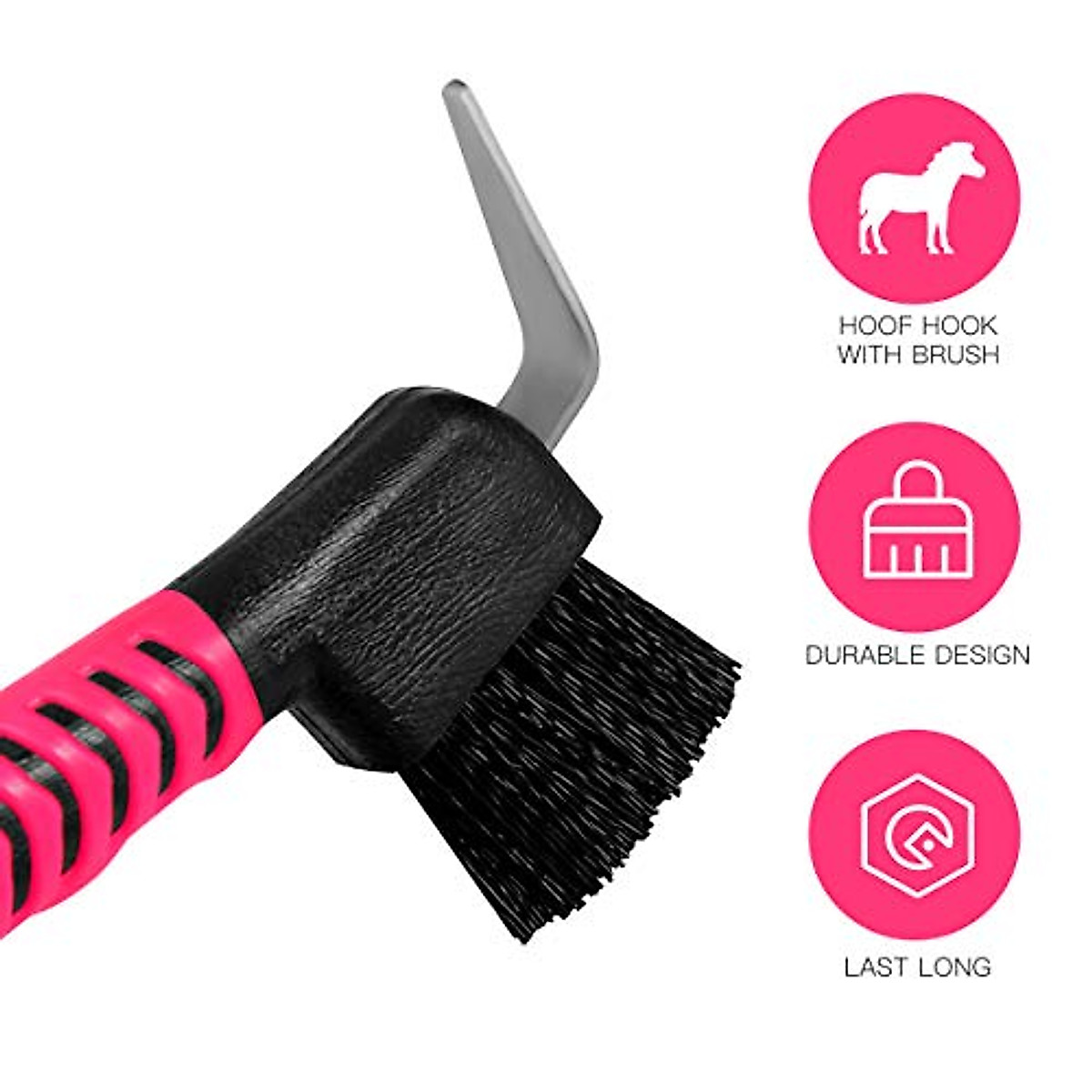 POPETPOP Horse Hoof Pick Comfortable Soft Grip Hoof Picks Horse Grooming Tools Hoof Pick with Brush for Home Beauty Salon Barber (Random Color)