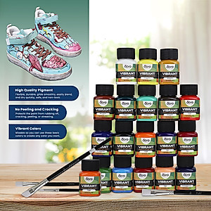 Acrylic Leather Paint for Shoes - 18 Color Acrylic Leather Paint Kit With 5 Paint Brushes (Deglazer and finisher not Included) - Great Repair Finisher For Shoes, Sneakers, Couches, Bags, Car Seats, Wallets, Jackets