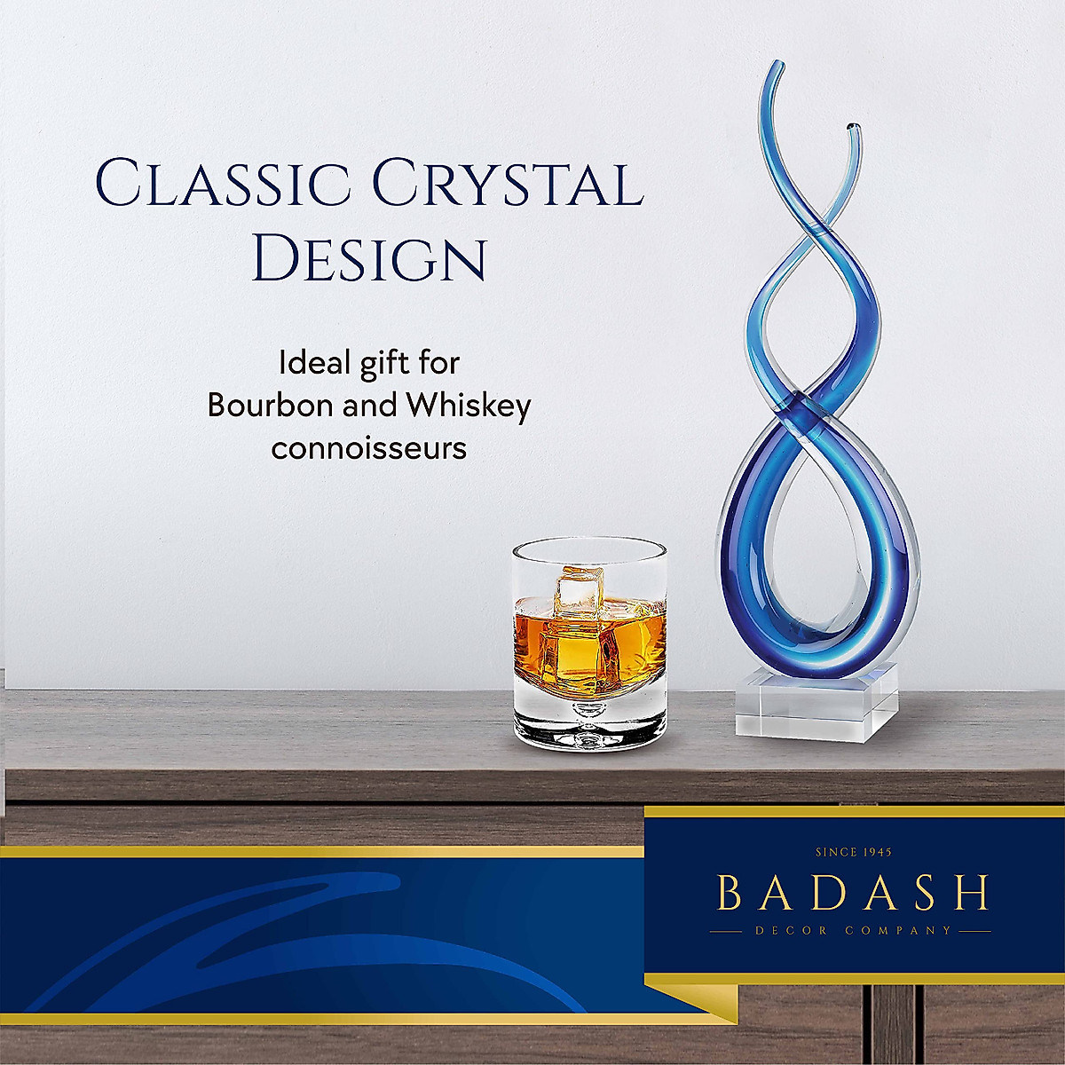 Badash Galaxy Crystal Old Fashioned Glasses - Set of 4 Mouth-Blown Lead-Free Crystal 8 oz. Rocks Glasses for Whiskey, Bourbon & Scotch
