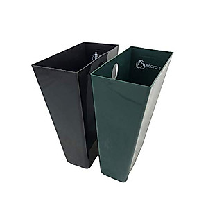 Hospitality Source Leatherette Recycle Waste Bin with Dual Liners for Home or Office. 14.5 Quart Capacity. (Brown)