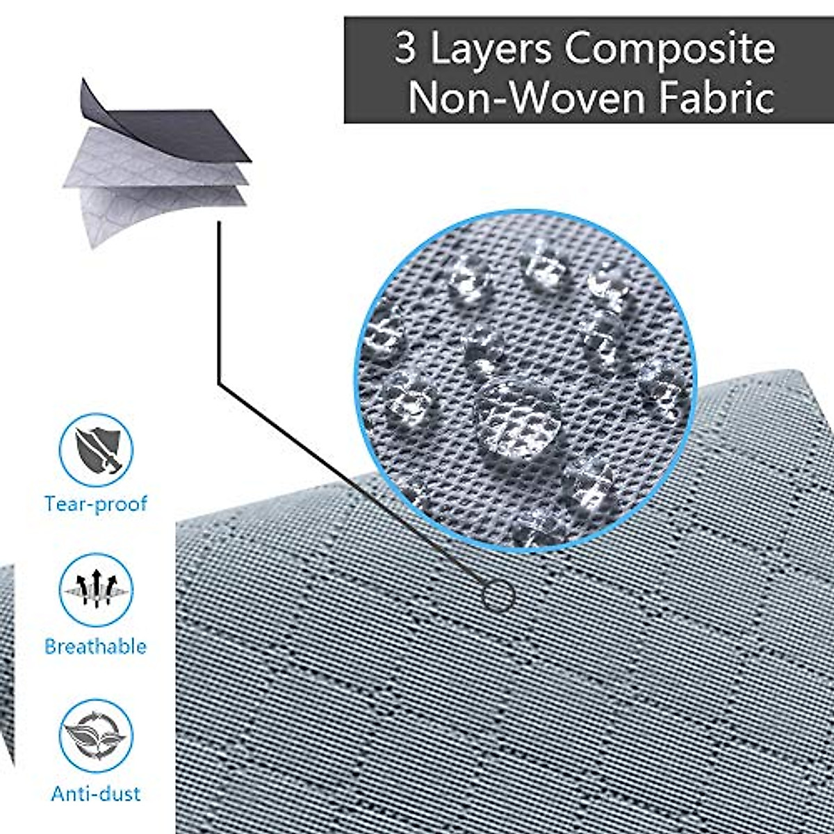 Clothes Storage Bag, Large Capacity Clothes Storage Organizer with Clear Window, 3 Layer Foldable Fabric, Sturdy Handles Storage for Comforters,Bedding,Blankets and Clothing, 3 Pack, 90L, Grey