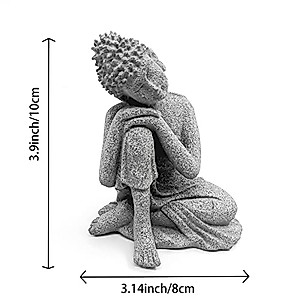 Together-life Buddha Fish Aquarium Decoration, Meditating Buddha Fish Tank Decor Sitting Sandstone Buddha Statue Buddhist Meditation Ornament Decor for Fish Tank Aquarium Home Garden Decor