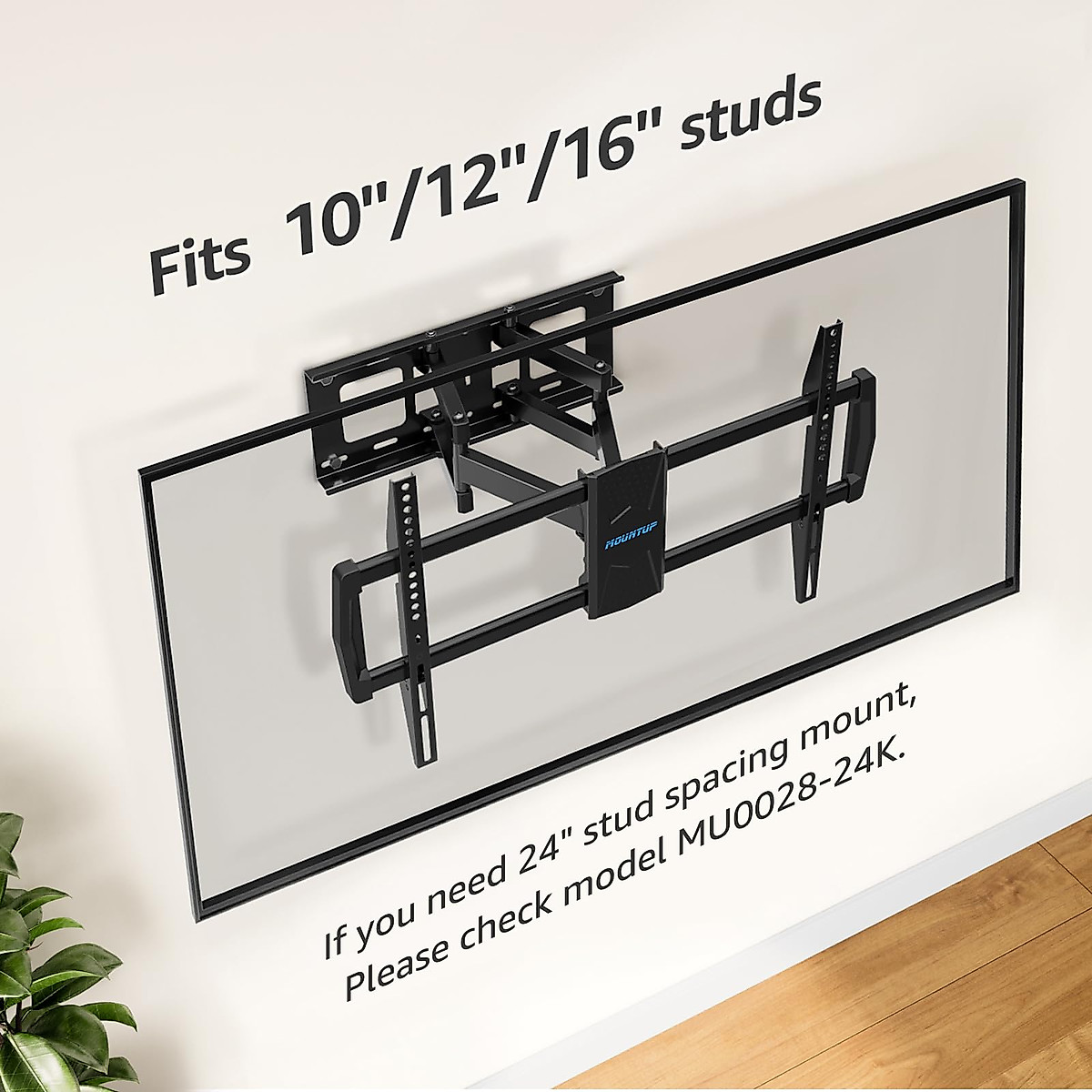 MOUNTUP Full Motion TV Wall Mount for Most 42-82 inch TVs, Wall Mount TV Bracket with Articulating Swivel and Tilt, TV Mount Max VESA 600x400mm, Holds up to 100lbs Fits 16" Studs MU0028