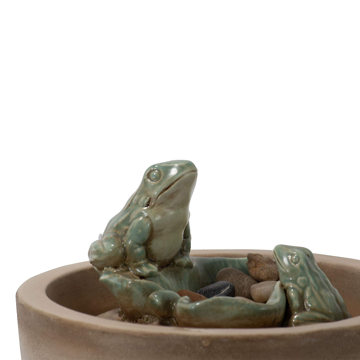 Foreside Home and Garden Multicolor Ceramic Frog Indoor Water Fountain with Pump