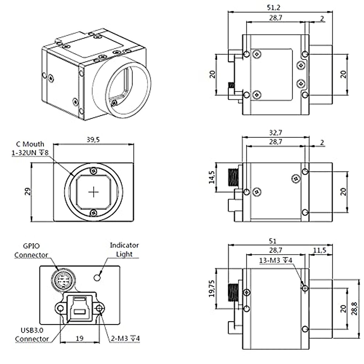 HTENG VISHI High Speed USB3.0 Color 4.0MP 1" Industrial Camera Machine Vision Global Shutter C-Mouth OpenCV Python SDK Area Scan Camera 2048X2048 88FPS Indoor