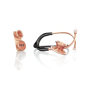 MDF Instruments MD One Epoch Lightweight Titanium Stethoscope (Black Glitter/Rose Gold) + MDF Pediatric Attachment with Clip