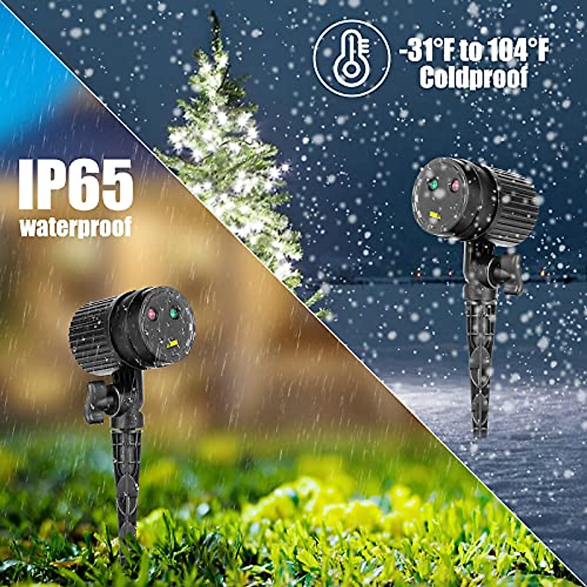 Christmas Lights Laser Projector Outdoor Red and Green Starry Projection Light 3 Working Modes Waterproof Plug in Mountable for Holiday Xmas House Indoor Party New Year Decoration Show, Black