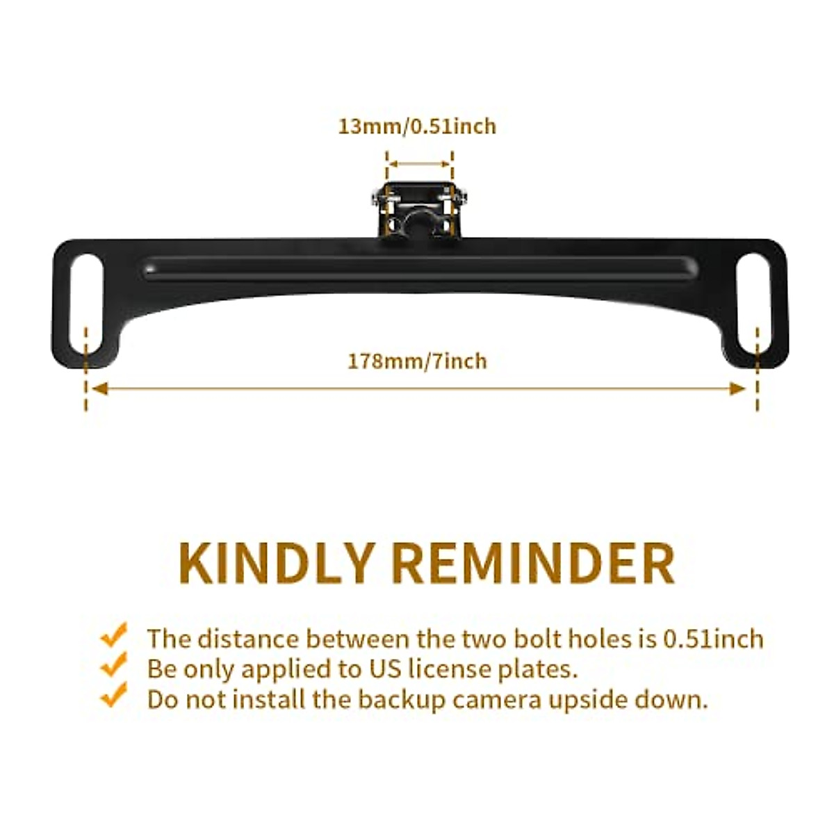 Universal Reverse Camera Metal Bracket, Backup Camera Bracket for Dash Cam Mirror Camera Kit, Stable Car Rear View Camera License Plate Bracket Mount Only for US License Plate