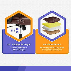 Home Office Chair Ergonomic Desk Chair PU Leather Task Chair Executive Rolling Swivel Mid Back Computer Chair with Lumbar Support Armrest Adjustable Chair for Men Brown