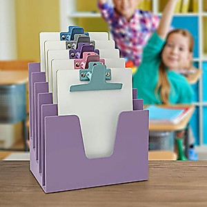 Acrimet Incline Desk File Sorter Step 5 Sections Heavy Duty (Solid Purple Color)