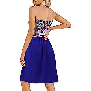 Zyyfly Plus Size Tube Dresses for Women Bandeau Dress for Women Summer Beach Casual Boho Tube Top Dress XXL