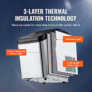 VEVOR Countertop Ice Maker, 33lbs in 24Hrs, 2 Ways to Water Inlet Self-Cleaning Portable Ice Maker with 2 Sizes Bullet Ice, Ice Maker with Scoop and Basket for Home Kitchen Office Party