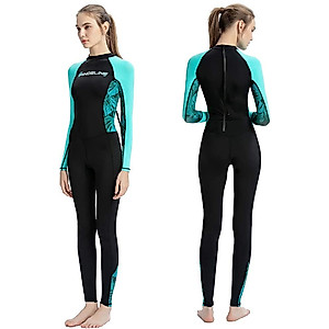 Dive Skins Full Body Swimsuit Wetsuit Scuba Rash Guard Diving Suit for Women Men Adult, Long Sleeve Swimwear One Piece UV Protection Quick Dry Sunsuit for Surfing Snorkeling Kayaking (Black, L)