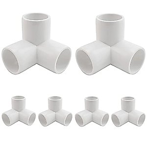 MARRTEUM 3/4 Inch 3 Way PVC Fitting Furniture Grade Pipe Corner Elbow for Greenhouse Shed / Tent Connection / Garden Support Structure / Storage Frame [Pack of 6]