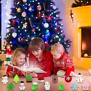 QINGQIU 72 PCS Christmas Mochi Squishy Toys Squishies Christmas Toys for Kids Girls Boys Toddlers Christmas Party Favors Stocking Stuffers Gifts