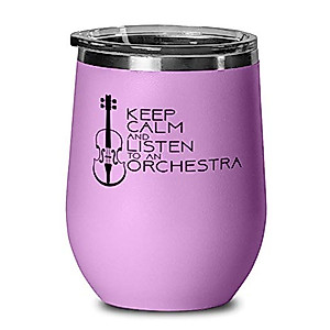 Orchestra Wine Glass, Light Purple Wine Tumbler, Orchestra Stainless Steel Insulated Lid Wine Glass Mug Cup Present Idea