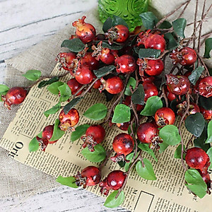 Group of 5 Artificial Rosehip Berries Simulation Pomegranate Fruit Floral Accessories (Red)