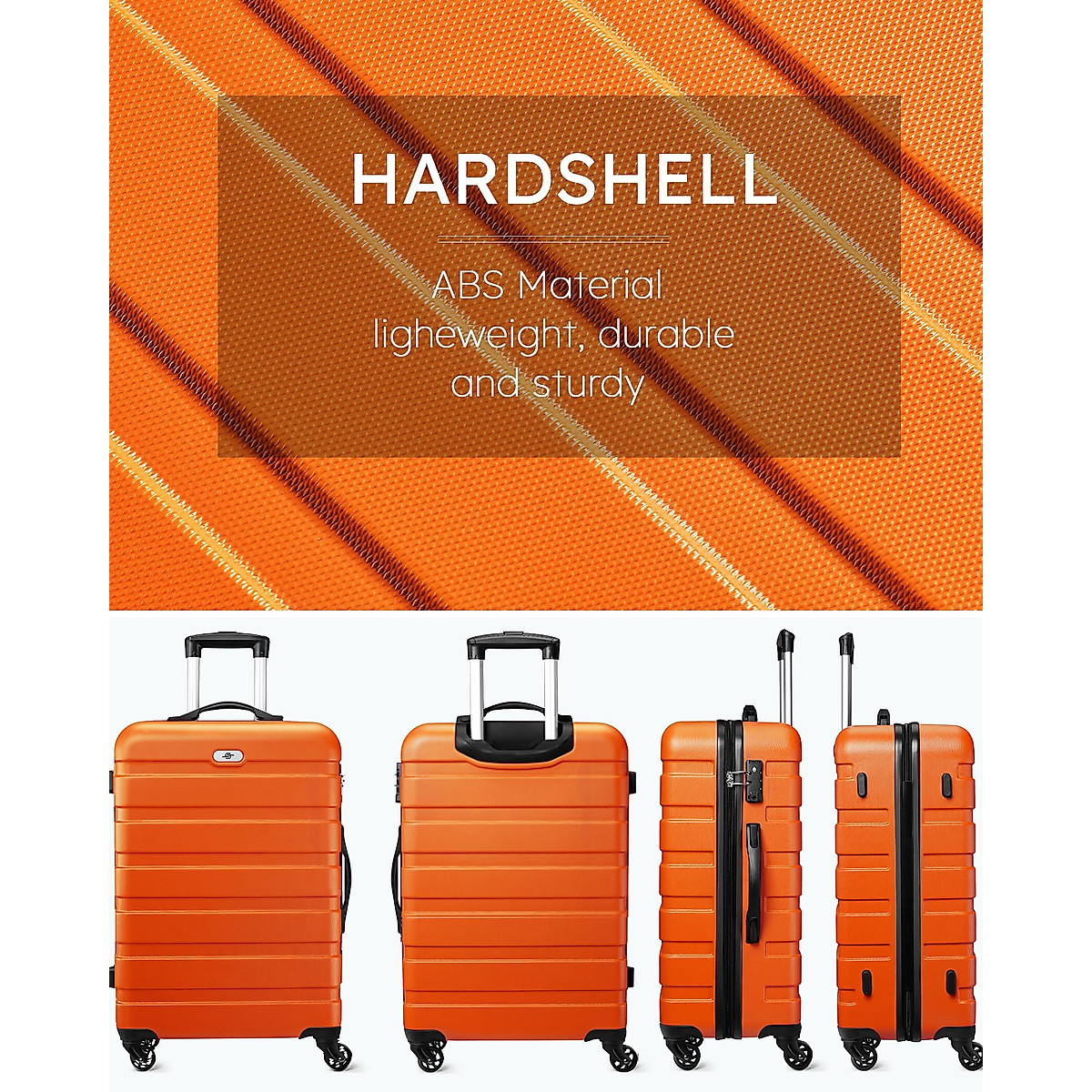 Suitour Luggage 3 Piece Sets Hard Shell Luggage Set with Spinner Wheels, TSA Lock, 20 24 28 inch Travel Suitcase Sets, Orange