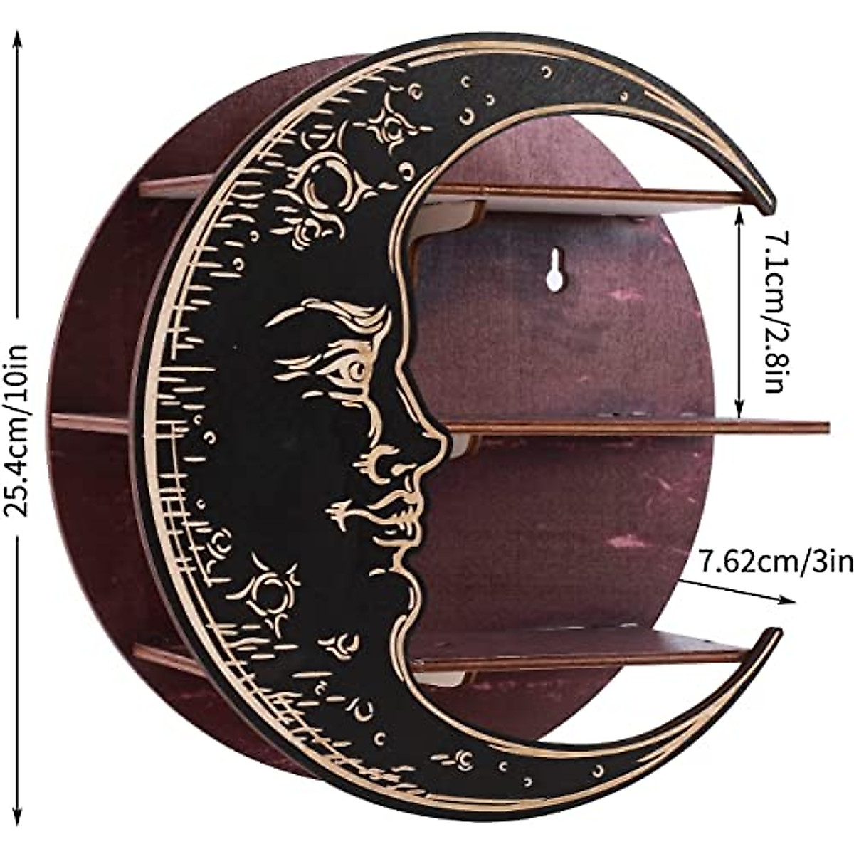 AISHANGJIA Antique Wall-Mounted Crystal Display Moon Stand, Crystal Display Stand, Wall Decoration Wooden Stand, Bedroom Kitchen Essential Oil Shelf (Purple)