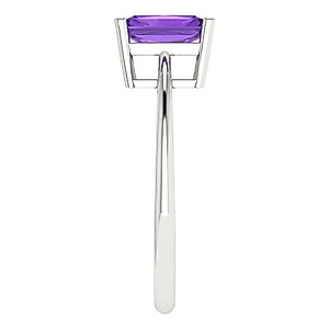 Clara Pucci 1.0 ct Radiant Cut Solitaire Natural Purple Amethyst Engagement Bridal Promise Anniversary Ring 18K White Gold Size 3.5