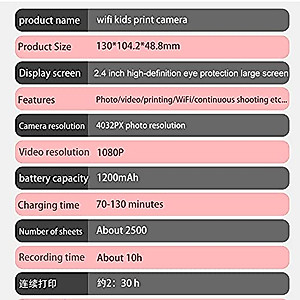 Kids Instant Camera Video Selfie Photo Shooting Digital Camera for Toddlers 32GB SD Card Included Selfie Cartoon Frames Cellphone Photo Printing Portable Lanyard Rechargeable ( Color : Black )