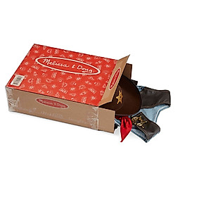 Melissa & Doug Cowboy Role Play Costume Set (5 pcs) - Includes Faux Leather Chaps - Cowboy Dress-Up Role Play Costume With Vest For Boys And Girls