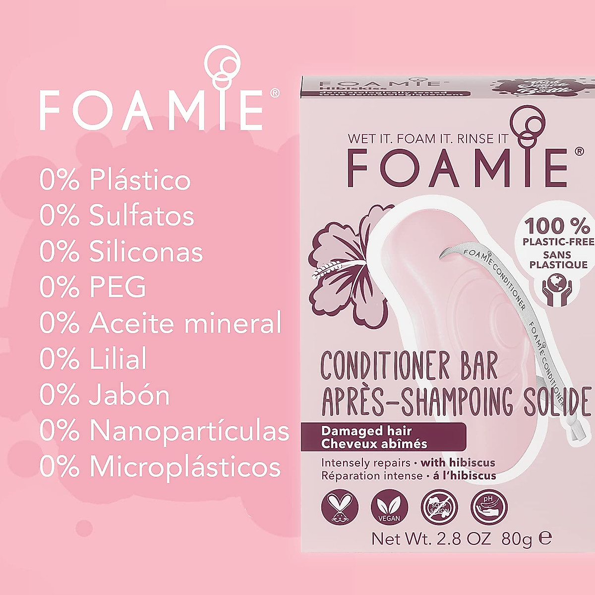 Foamie Hair Conditioner Bar for Damaged Hair, Plastic Free, 80g