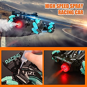 Smalody RC Car Toy, Fog Racer Remote Control Car Kids Racing Hobby Toy with Rear Fog Stream 1:12 4WD Crawler Toy Car Model Vehicle Boy Girl Adults LED Light Monster Truck with Rechargeable Battery