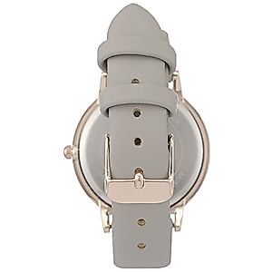 Anne Klein Women's Japanese Quartz Dress Watch with Faux Leather Strap, Gray, 16 (Model: AK/3818RGTP)