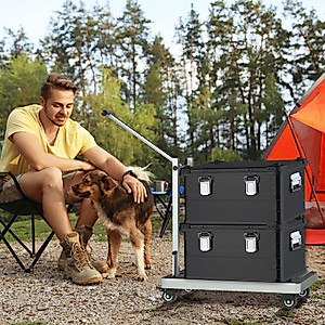 Heavy Duty All Stainless Stee Folding Hand Truck, 500 LB Heavy Duty Luggage Cart, Utility Dolly Platform Cart with 4 Wheels & 2 Elastic Ropes for Luggage, Travel, Moving, Shopping, Office Use