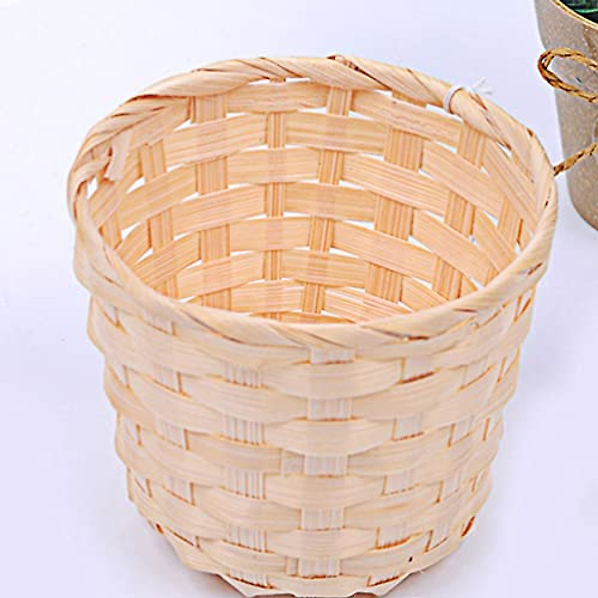 Kisangel 12Pcs Mini Woven Basket Miniature Flower Basket Dollhouse Picnic Basket Tiny Party Favor Container Farmhouse Decor for Fairy Garden Accessory