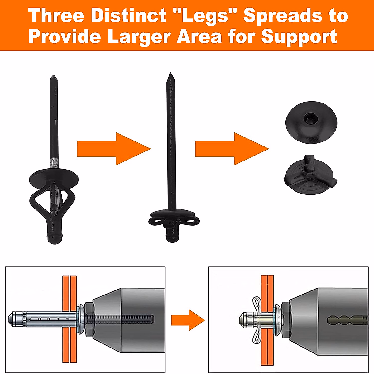 3/16" x 1" Tri Grip Rivets - 50PCS - Tri-fold Marine Decorative Pop Rivets with Waterproof O Rings,Tri-Grip Rivets for Boat Canoe,Aluminum Blind Rivets Tri Grip Boat Kayak Rivets,Trifold Rivets