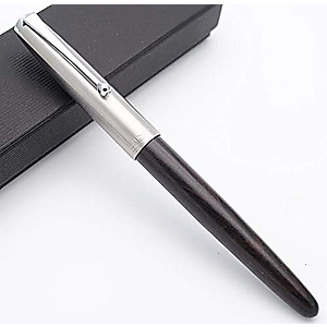 JINHAO 51A Wooden Fountain Pen Steel Cap (Ebony Wood, Extra Fine Nib 0.38mm)
